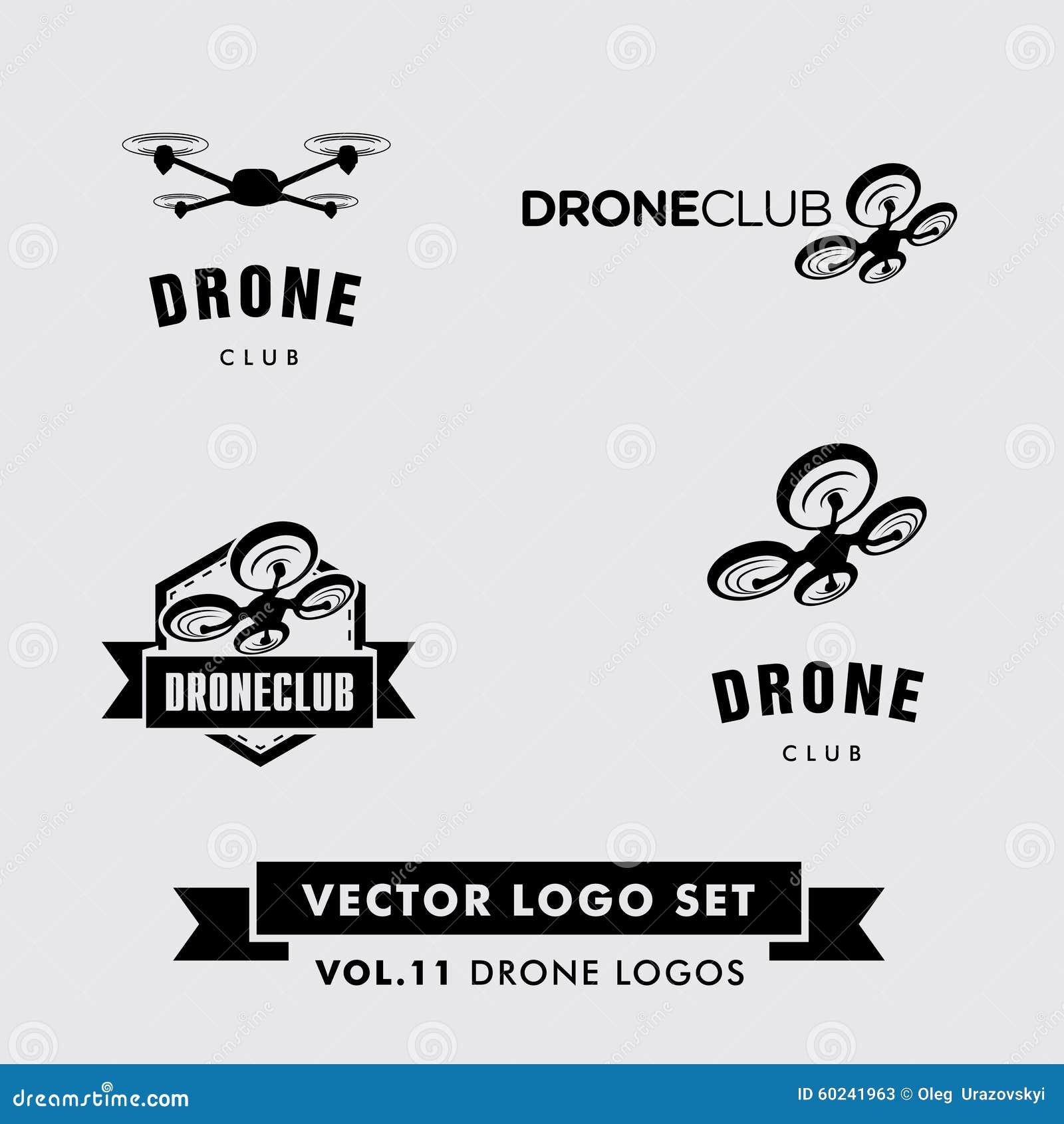 Drone Vector Logo Set stock vector. Illustration of helicopter - 60241963