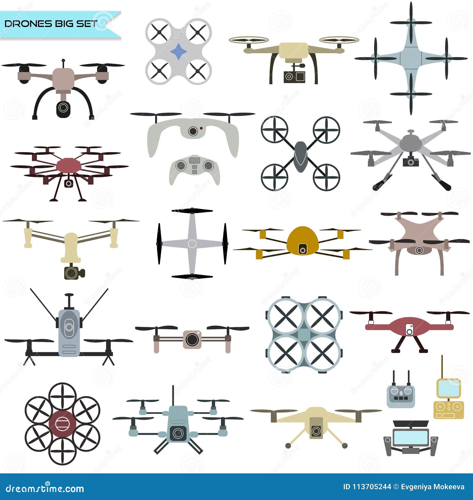 Drone vector set. stock vector. Illustration of concept - 113705244