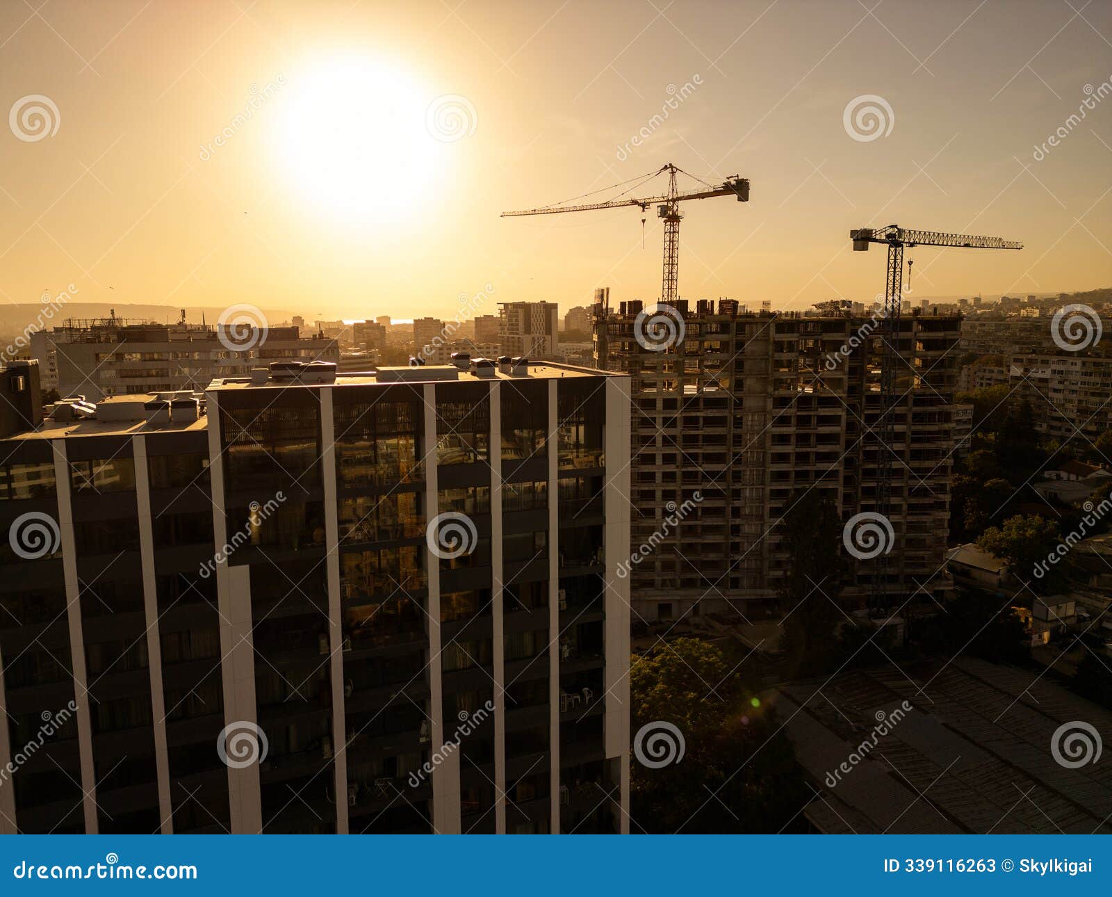 A Drone Video Capturing the Construction Site of a High-rise Building ...