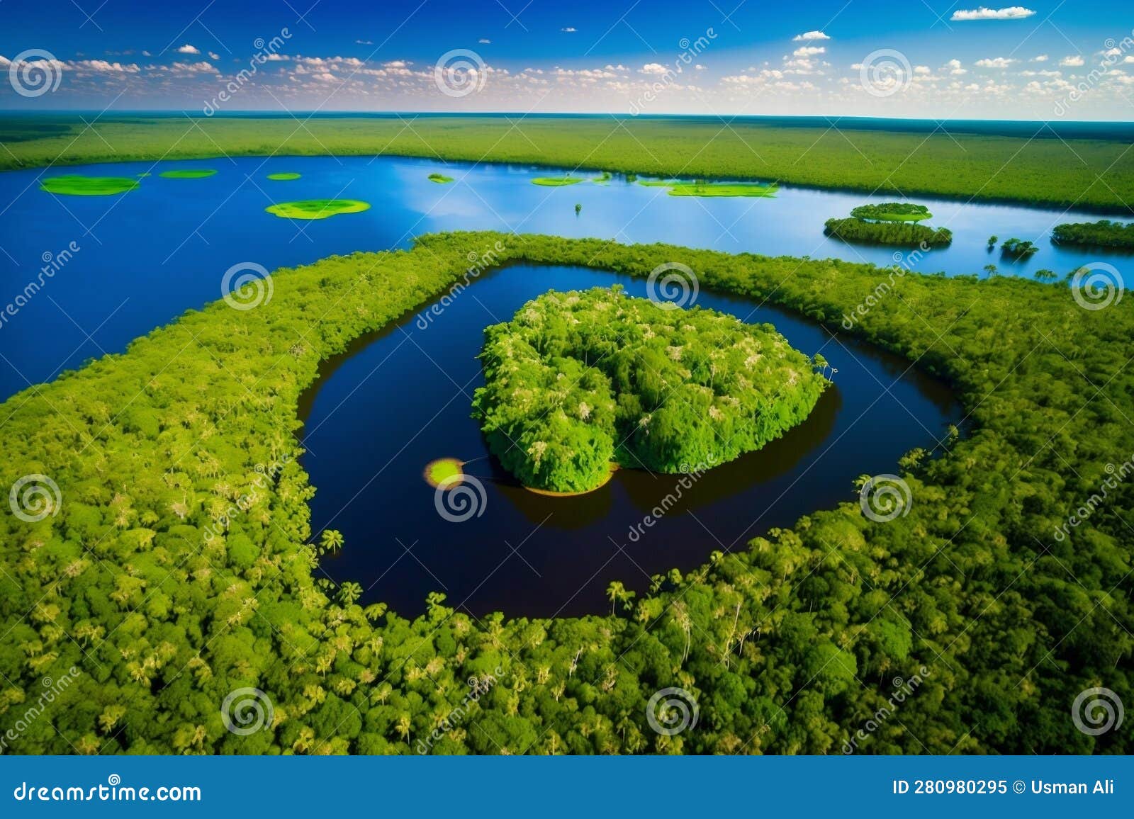 Amazonas Tropical River With Jungle Landscape With Fictional Landscape ...