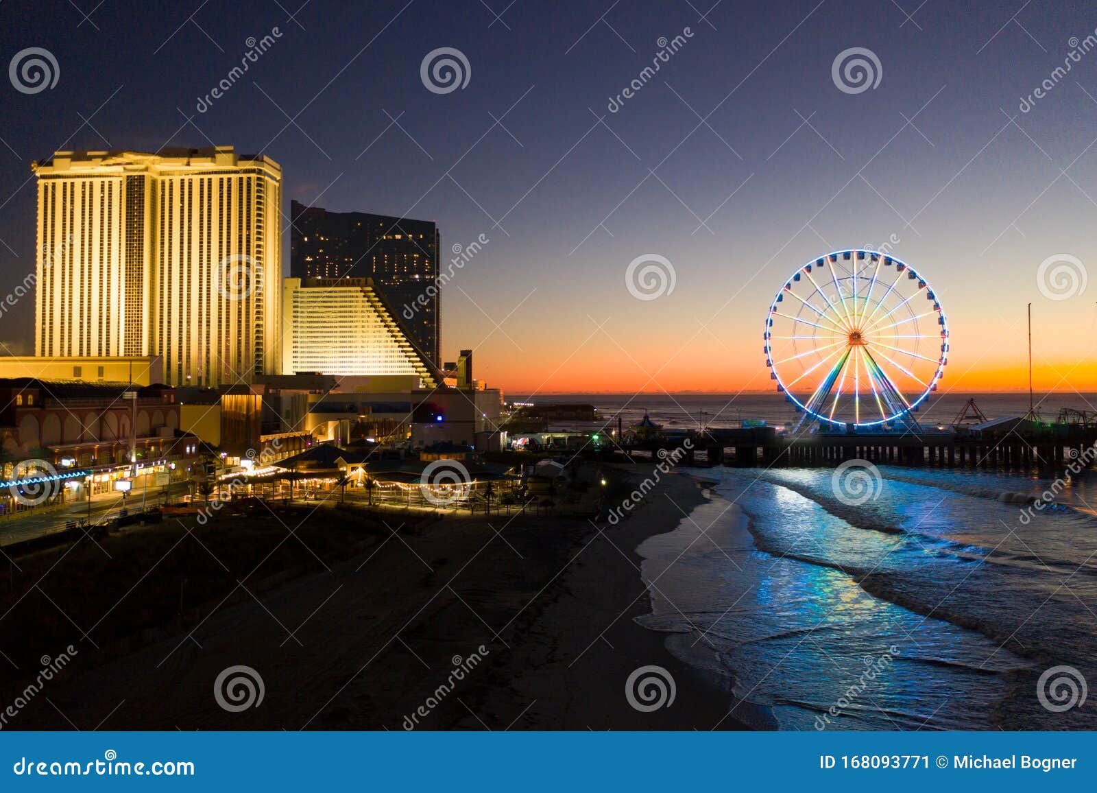 Drone View on the Atlantic City Skyline Stock Image - Image of light ...