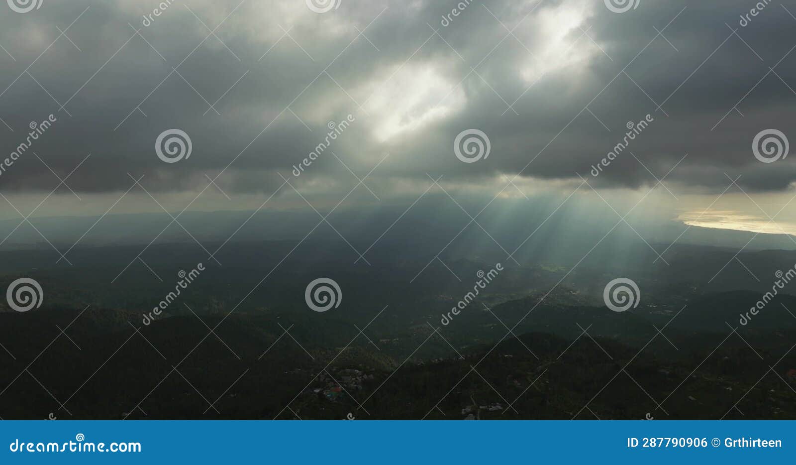 Drone View of Bali. Sun Rays of Light through the Clouds Under Tropical ...