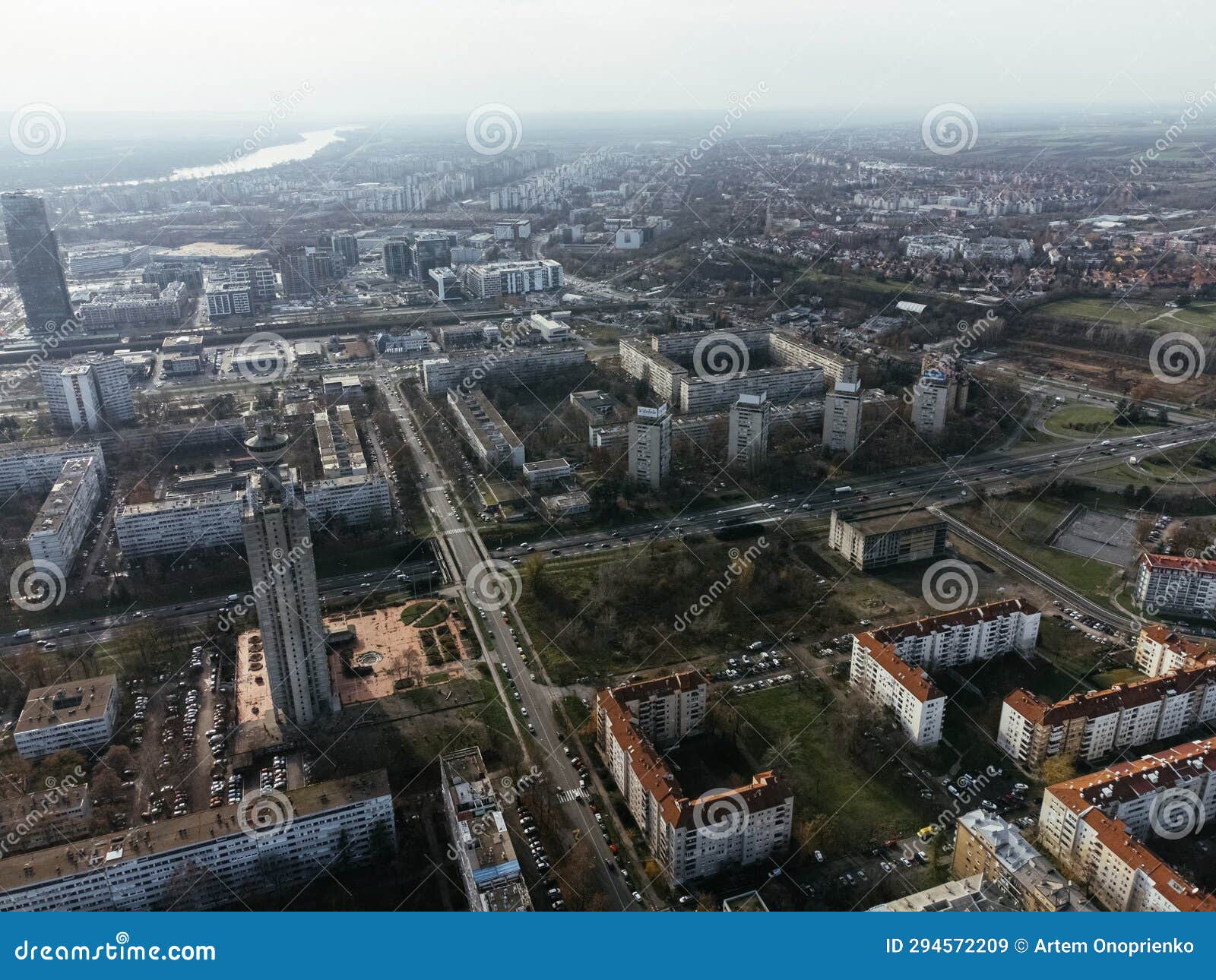 Drone View of Belgrade City, New Belgrade District Stock Image - Image ...