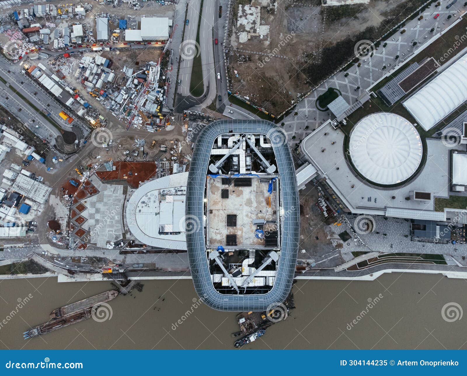 Drone View of the Belgrade Waterfront District. Stock Image - Image of ...