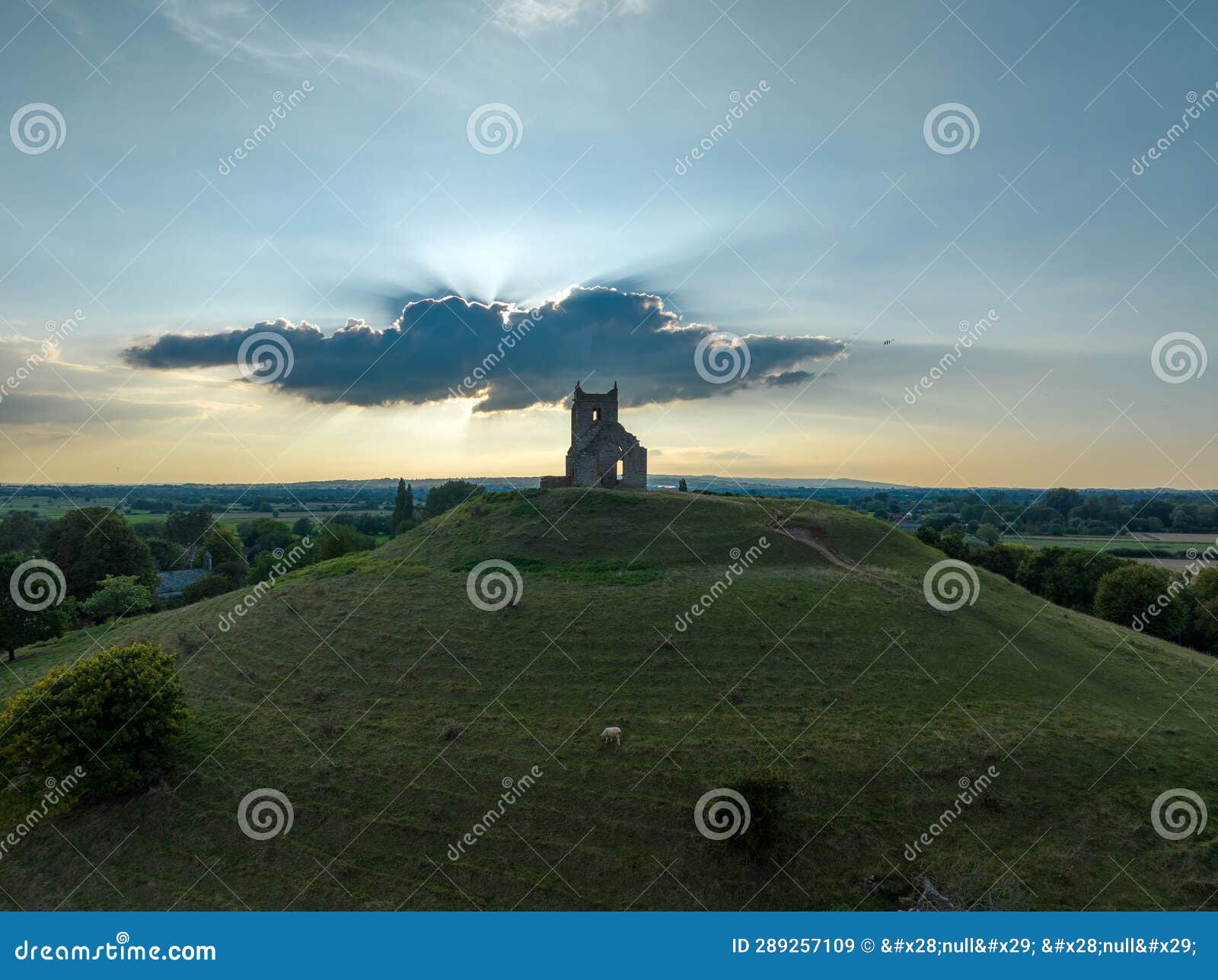 Burrow Mump in Somerset stock image. Image of history - 289257109