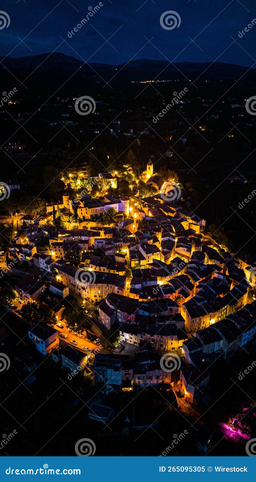 Drone View of City Buildings at Night Stock Image - Image of landmark ...
