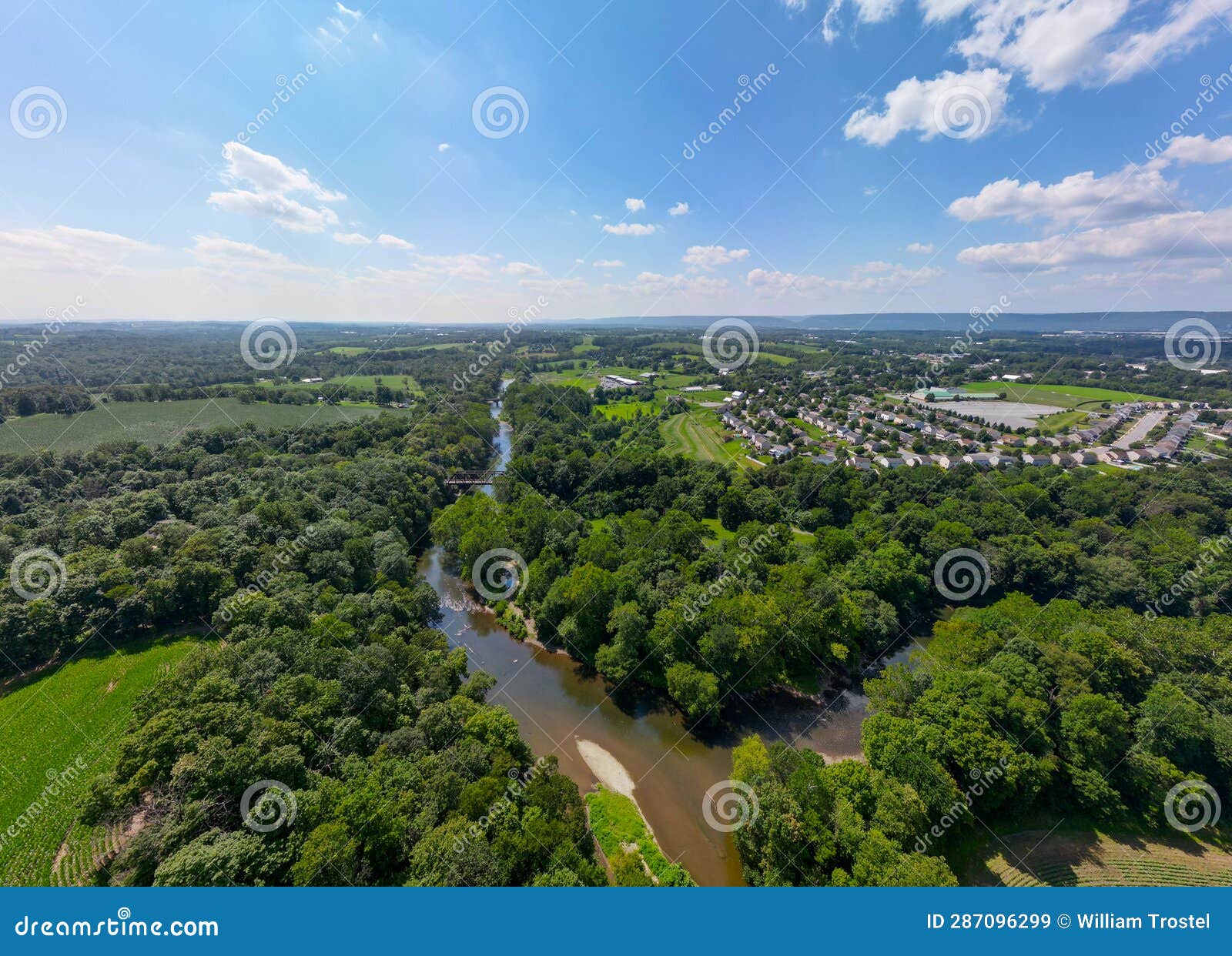 Drone view of creek stock image. Image of countryside - 287096299