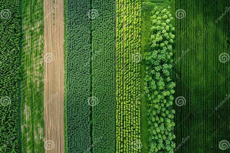 Drone View of Crop Rotation Layout, Emphasizing Sustainable Farming ...