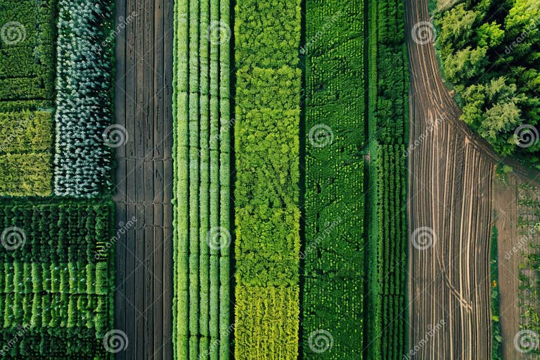 Drone View of Crop Rotation Layout, Emphasizing Sustainable Farming ...