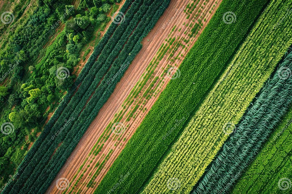 Drone View of Crop Rotation Layout, Emphasizing Sustainable Farming ...