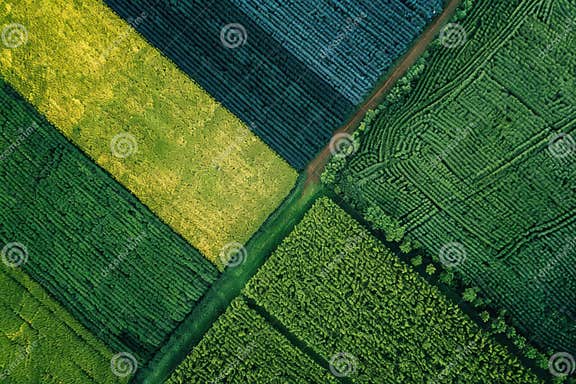 Drone View of Crop Rotation Layout, Emphasizing Sustainable Farming ...