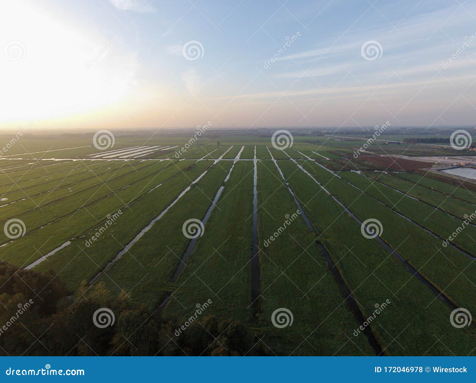 Drone View of the Dutch Fields Under the Sunlight in Gouda in the ...
