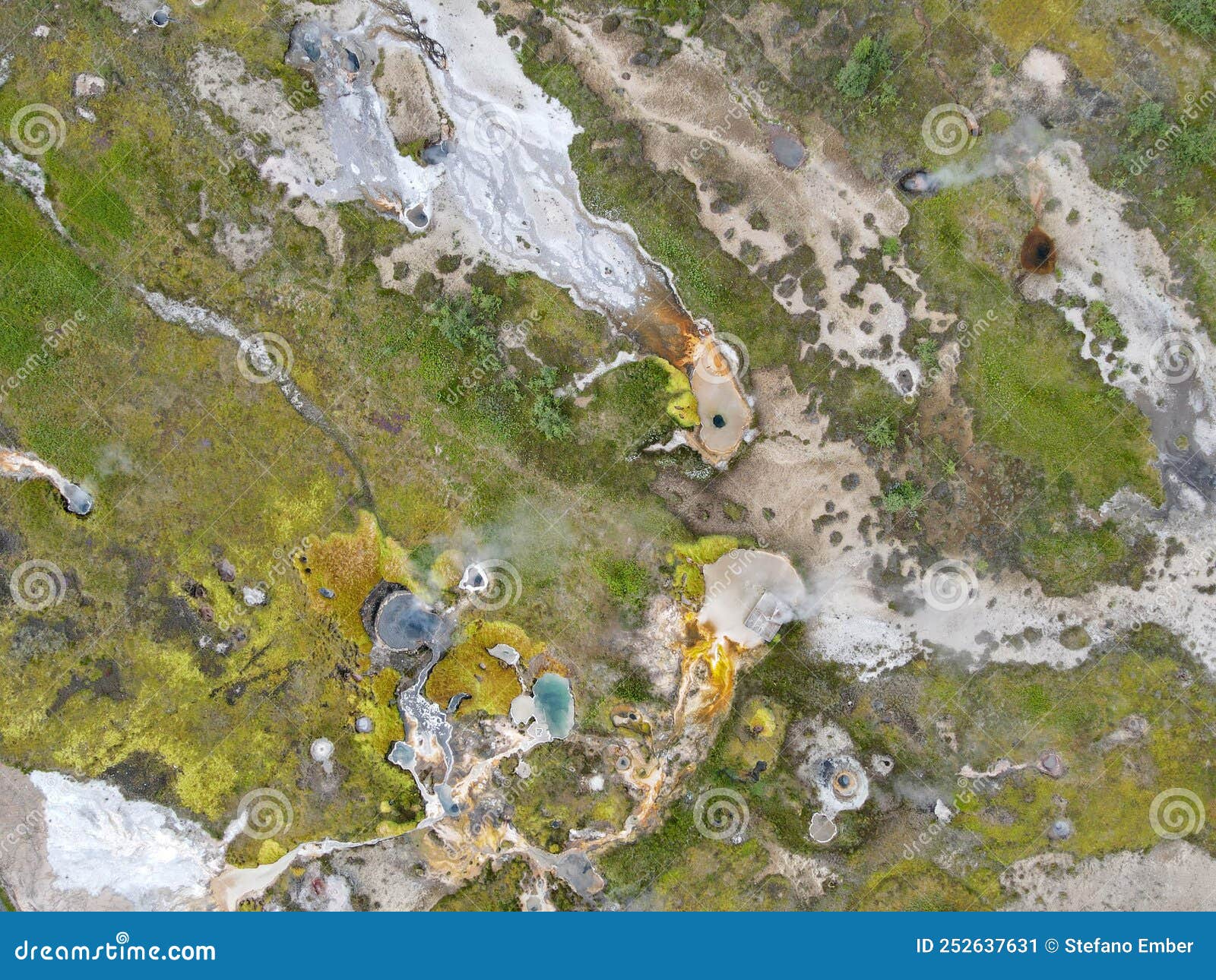 Drone View at the Geothermal Field of Geysir in Iceland Stock Image ...