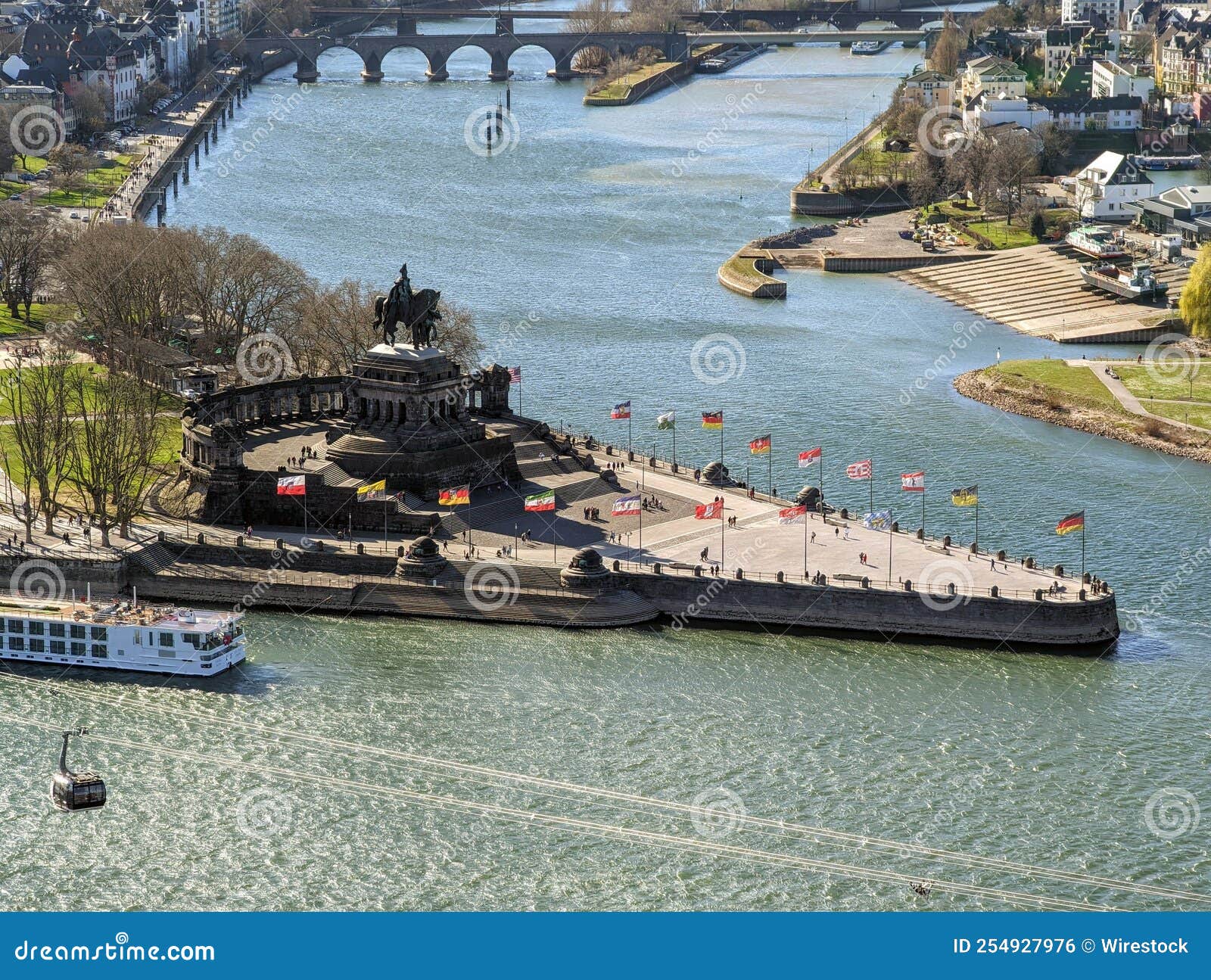 Drone View of the German Corner Monument in the Crossover of Rivers ...