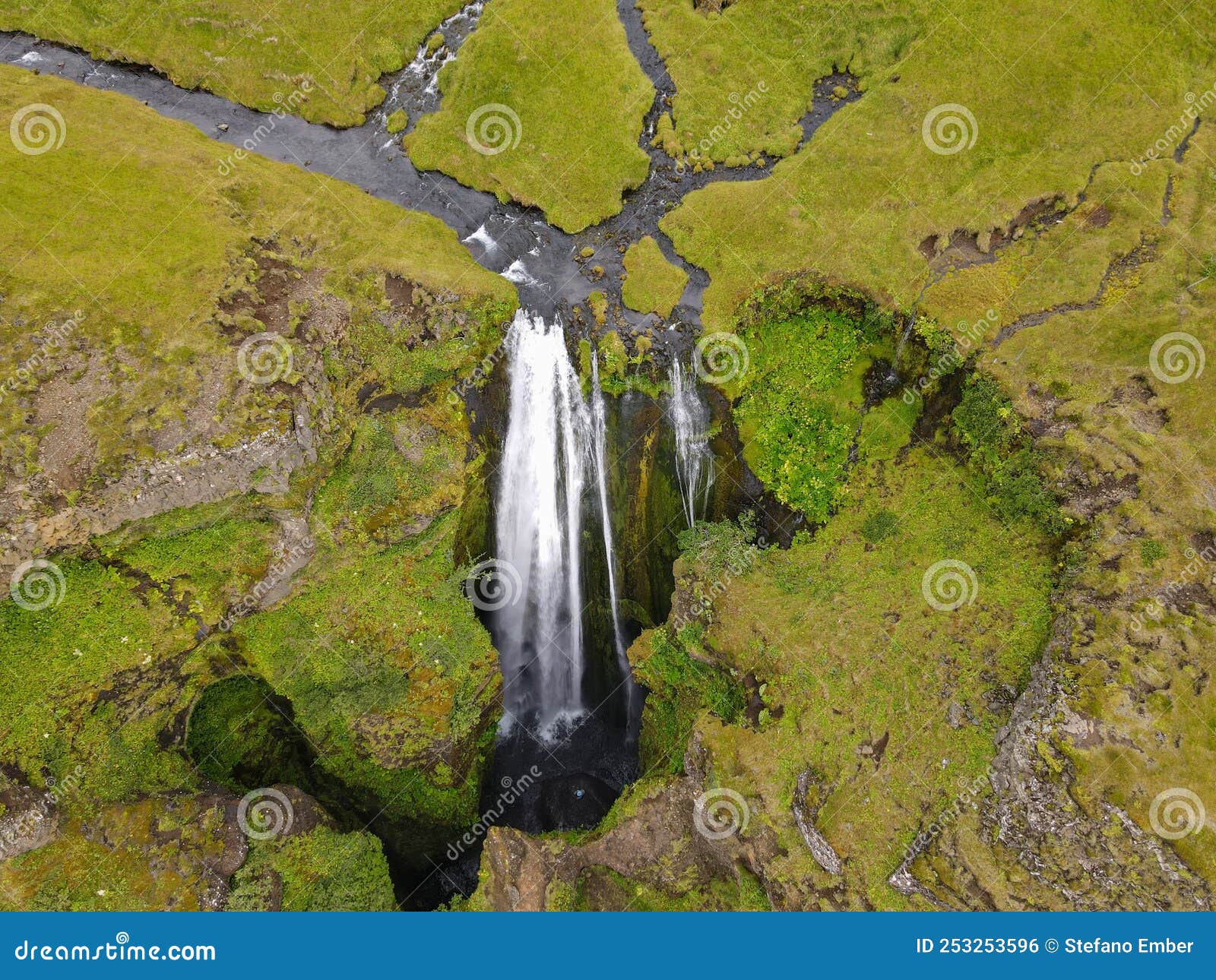 Drone View at Gljufrabui Waterfall in Iceland Stock Photo - Image of ...