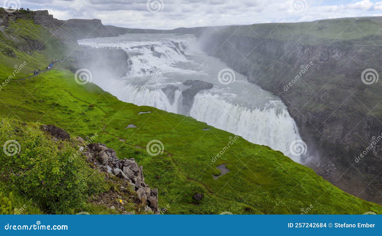 Drone View at Gullfoss Waterfall in Iceland Stock Photo - Image of ...