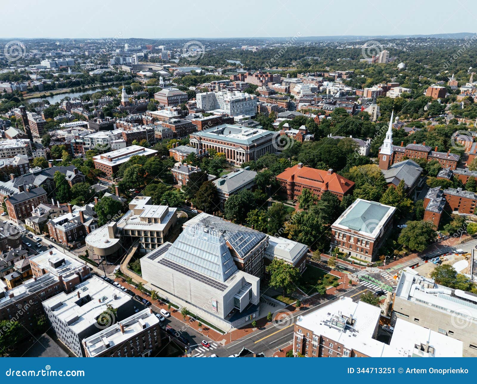 Drone View of Harvard Yard, Cambridge, Massachusetts, USA. Stock Image ...