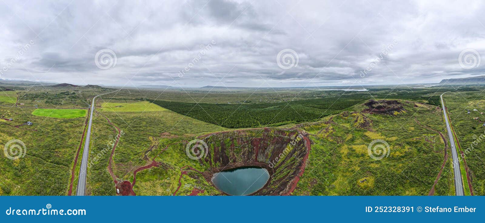 Drone View at Kerio Crater in the Island of Iceland Stock Image - Image ...