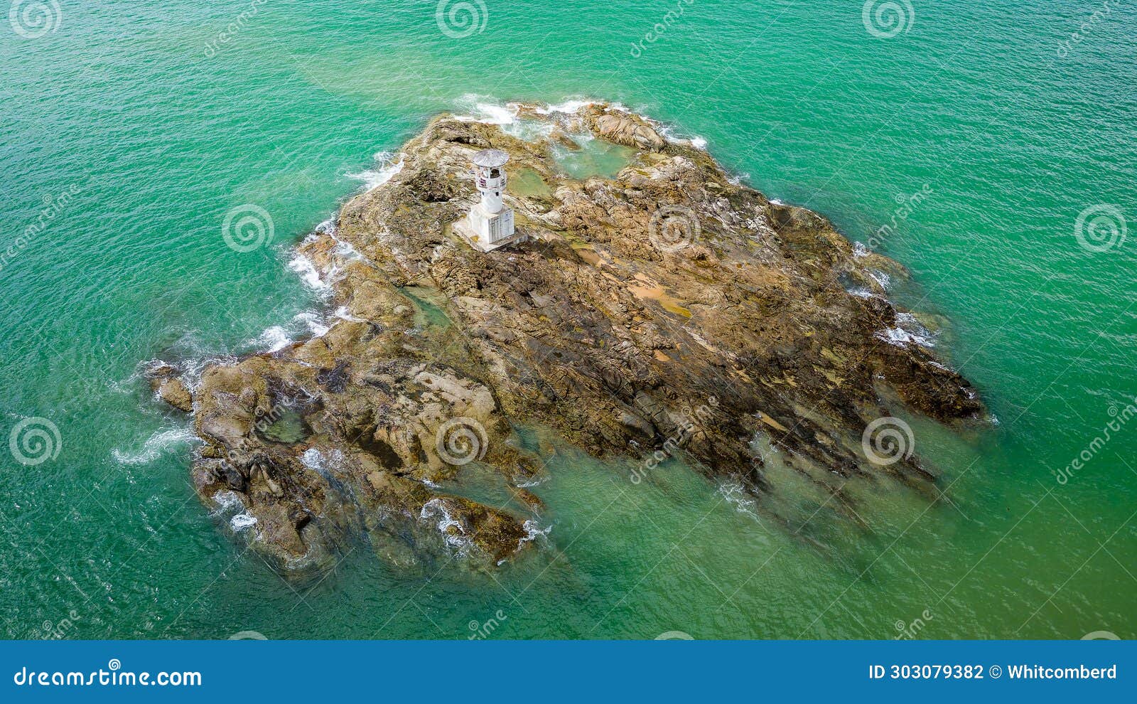 Drone View of a Lighthouse Located Off a Tropical Beach in the Andaman ...
