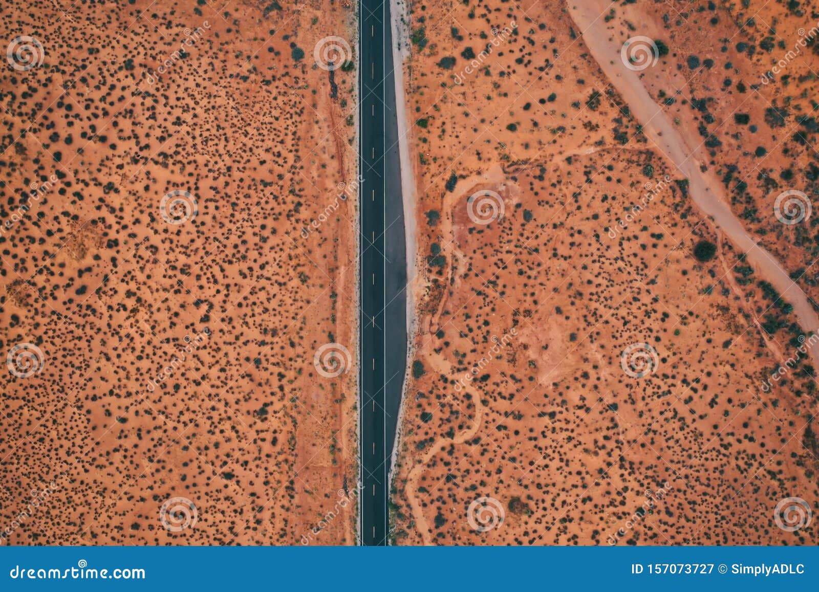 Drone View of a Lone Road on the Desert of Arizona Stock Image - Image ...