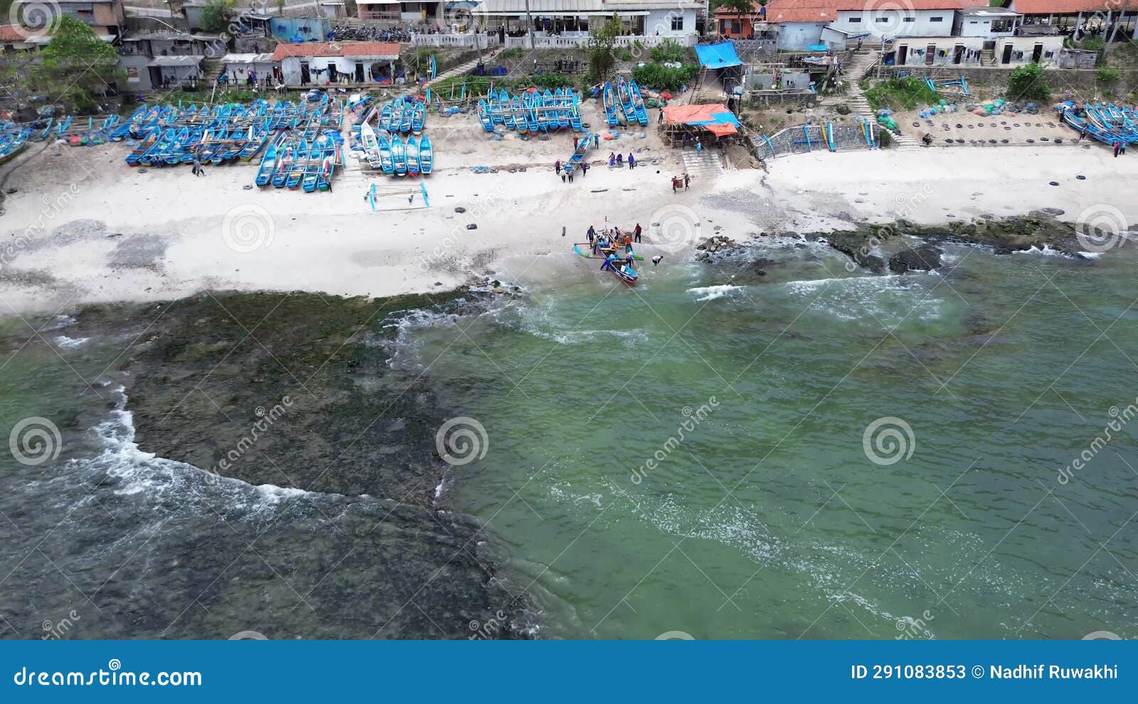 Drone View of Menganti Beach, Kebumen, Central Java, Indonesia ...