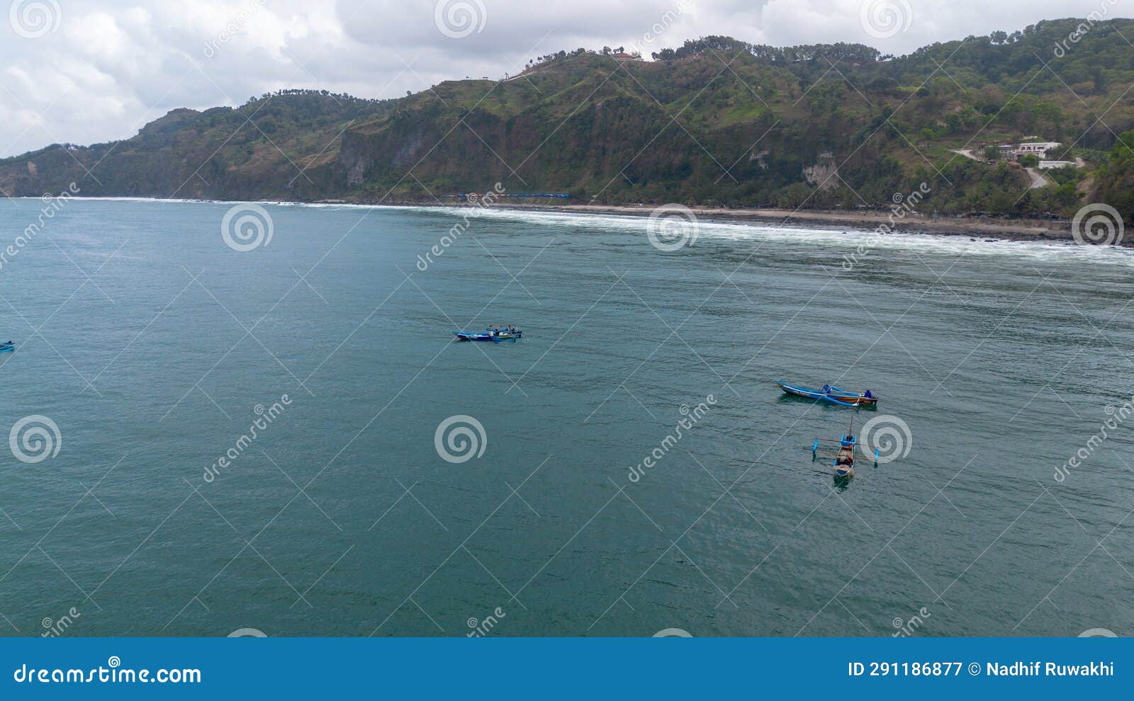 Drone View of Menganti Beach, Kebumen, Central Java, Indonesia ...