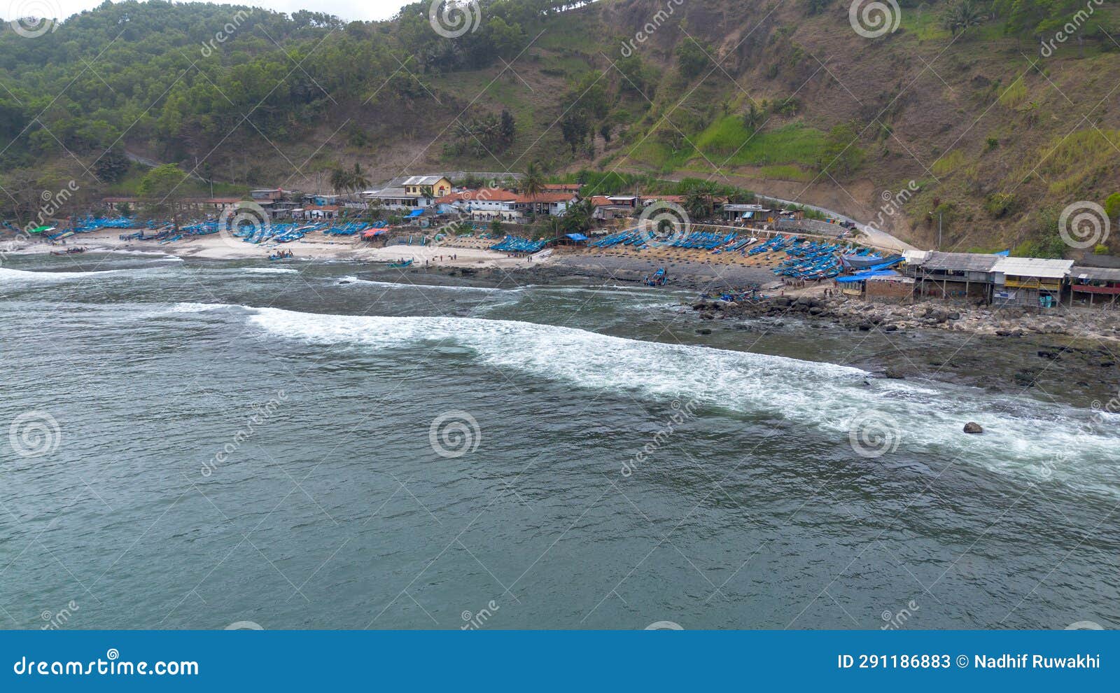 Drone View of Menganti Beach, Kebumen, Central Java, Indonesia ...