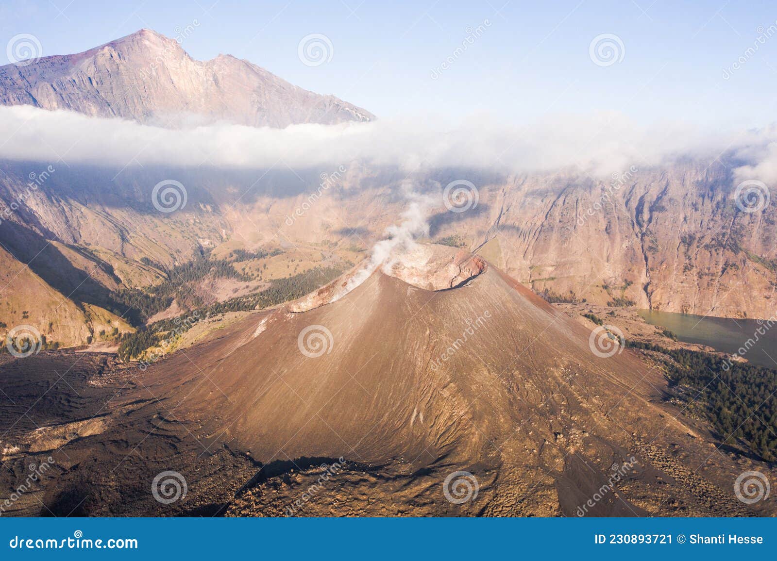 Drone View on Mt Rinjani in Lombok Stock Image - Image of crater ...