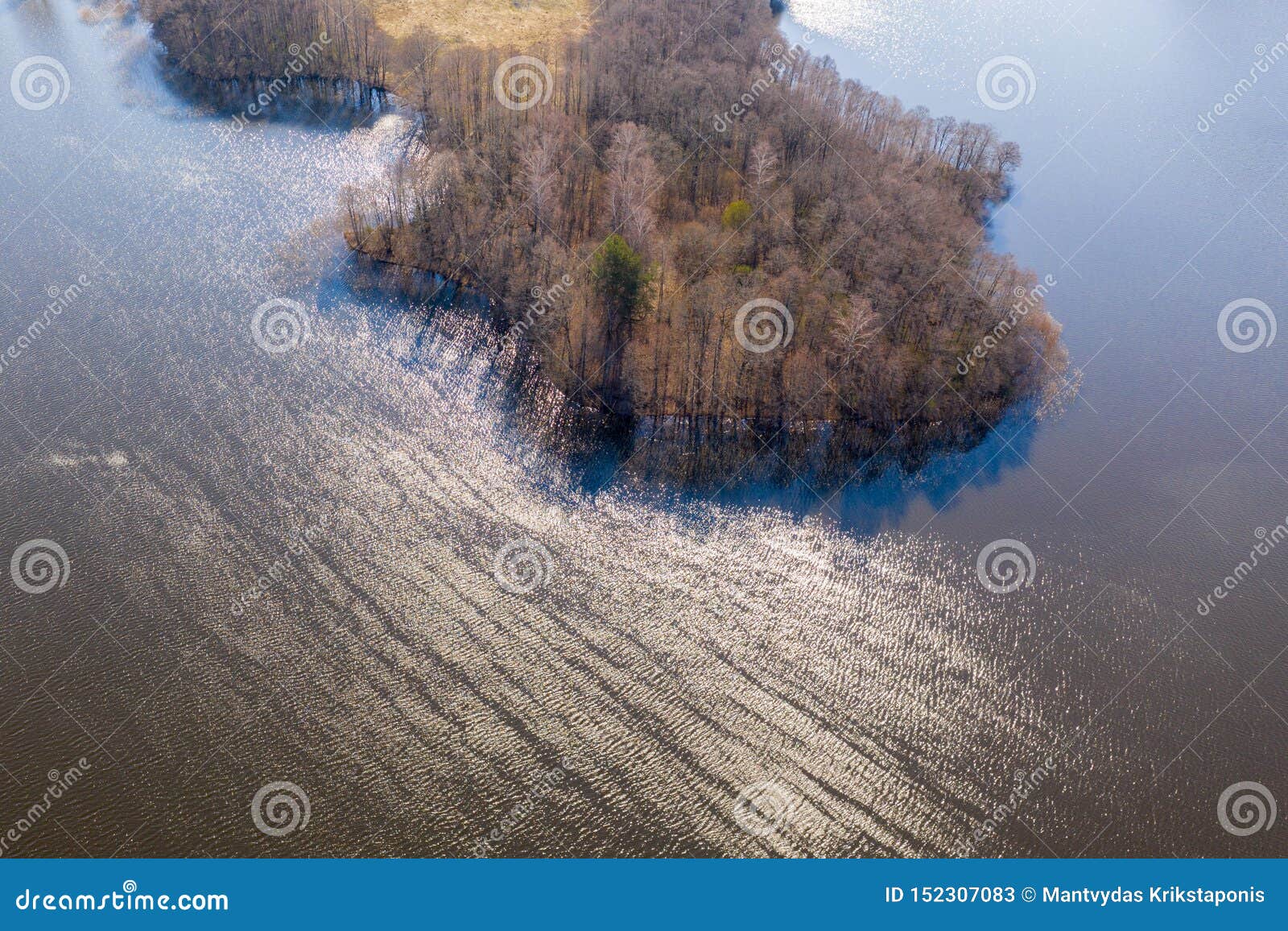 Drone View of a Peninsula in a Lake Stock Image - Image of landscape ...