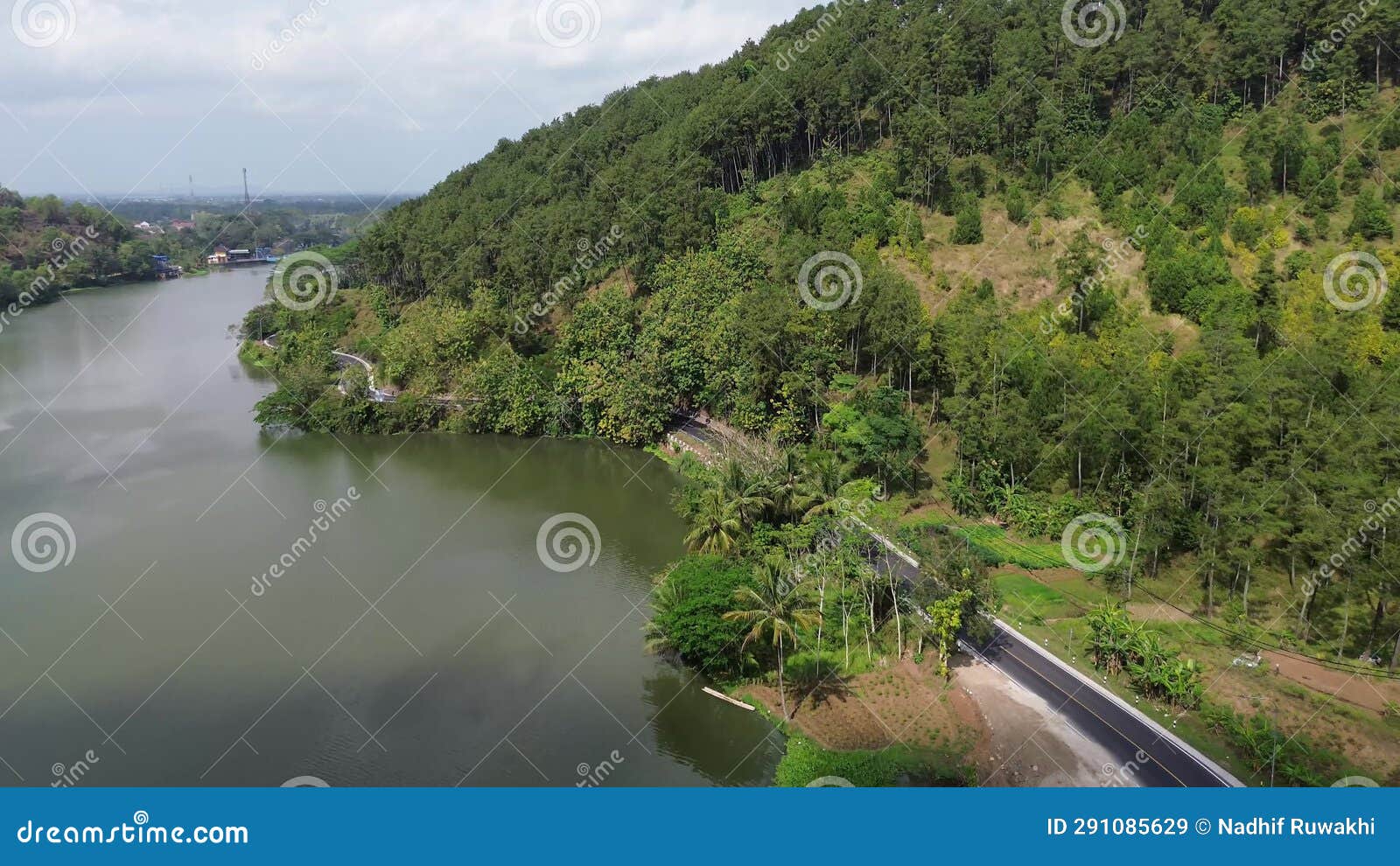 Drone View of the Road between Green Forests and the Serayu River in ...