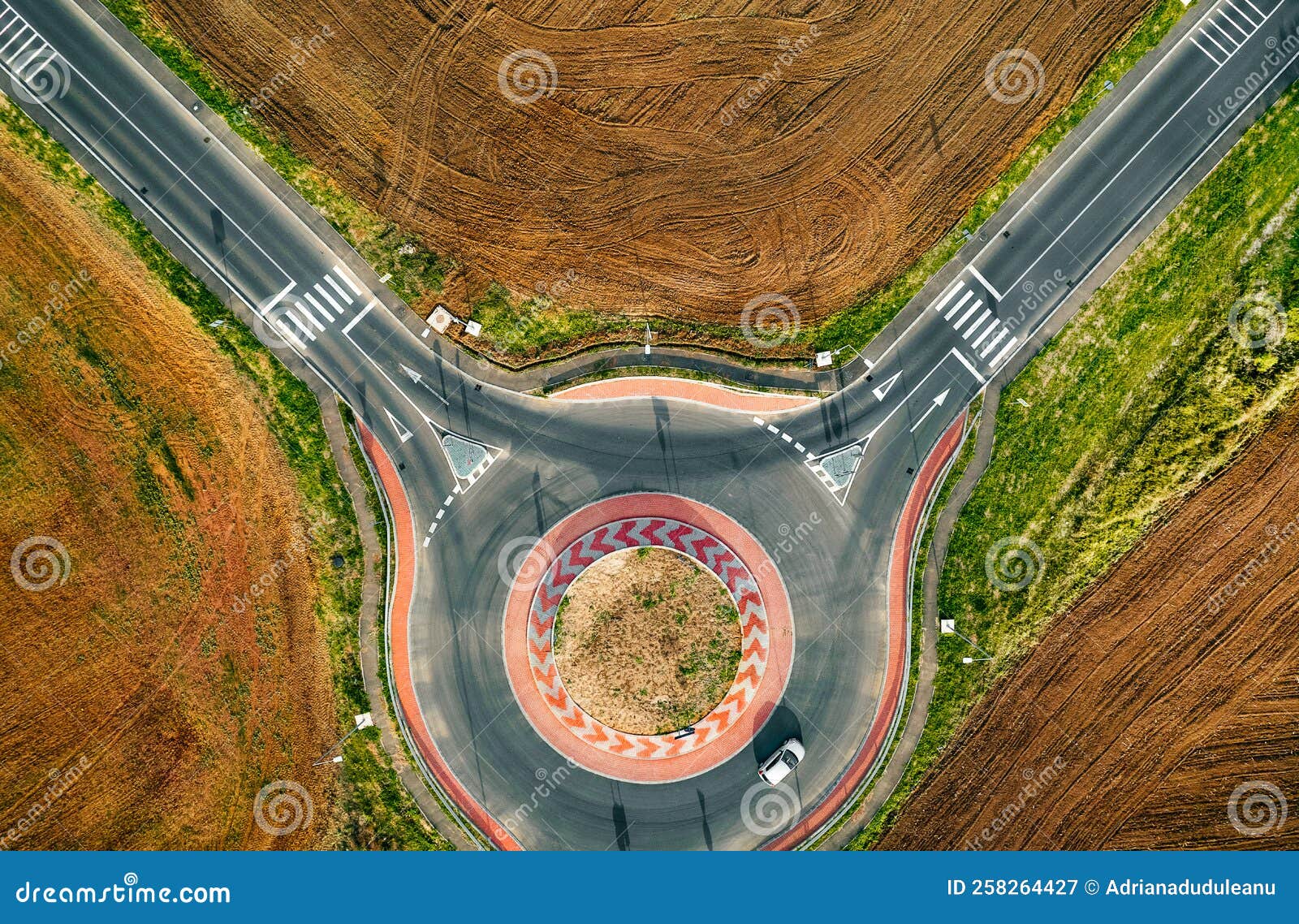Aerial view of roundabout stock image. Image of street - 258264427