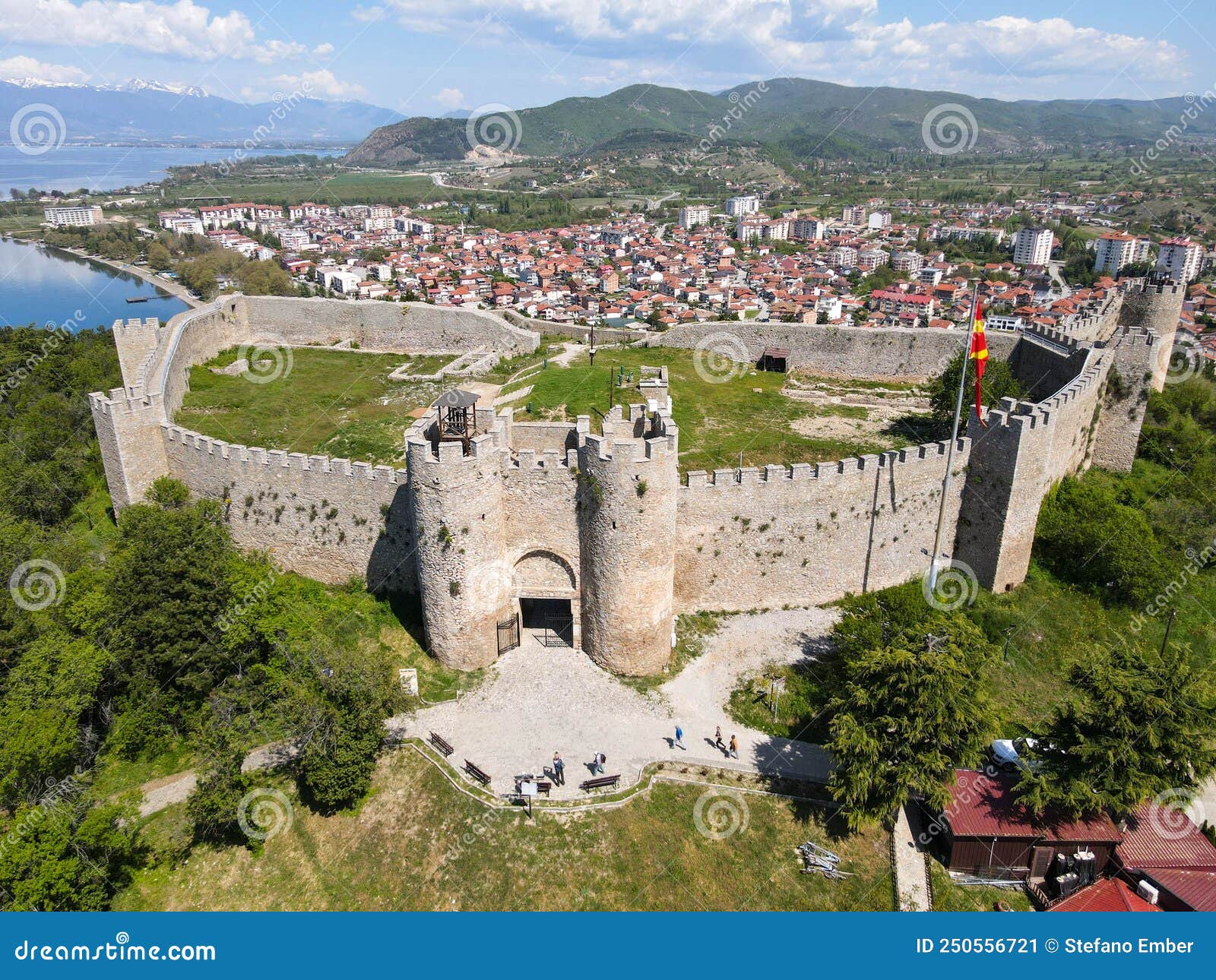 Drone View at Samuel`s Fortress of Ohrid in Macedonia Editorial Photo ...