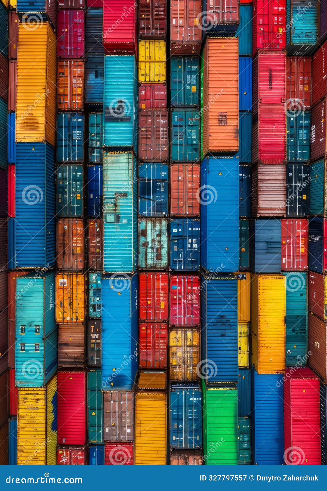 Drone View of a Shipping Container Storage Yard with Containers Stacked ...