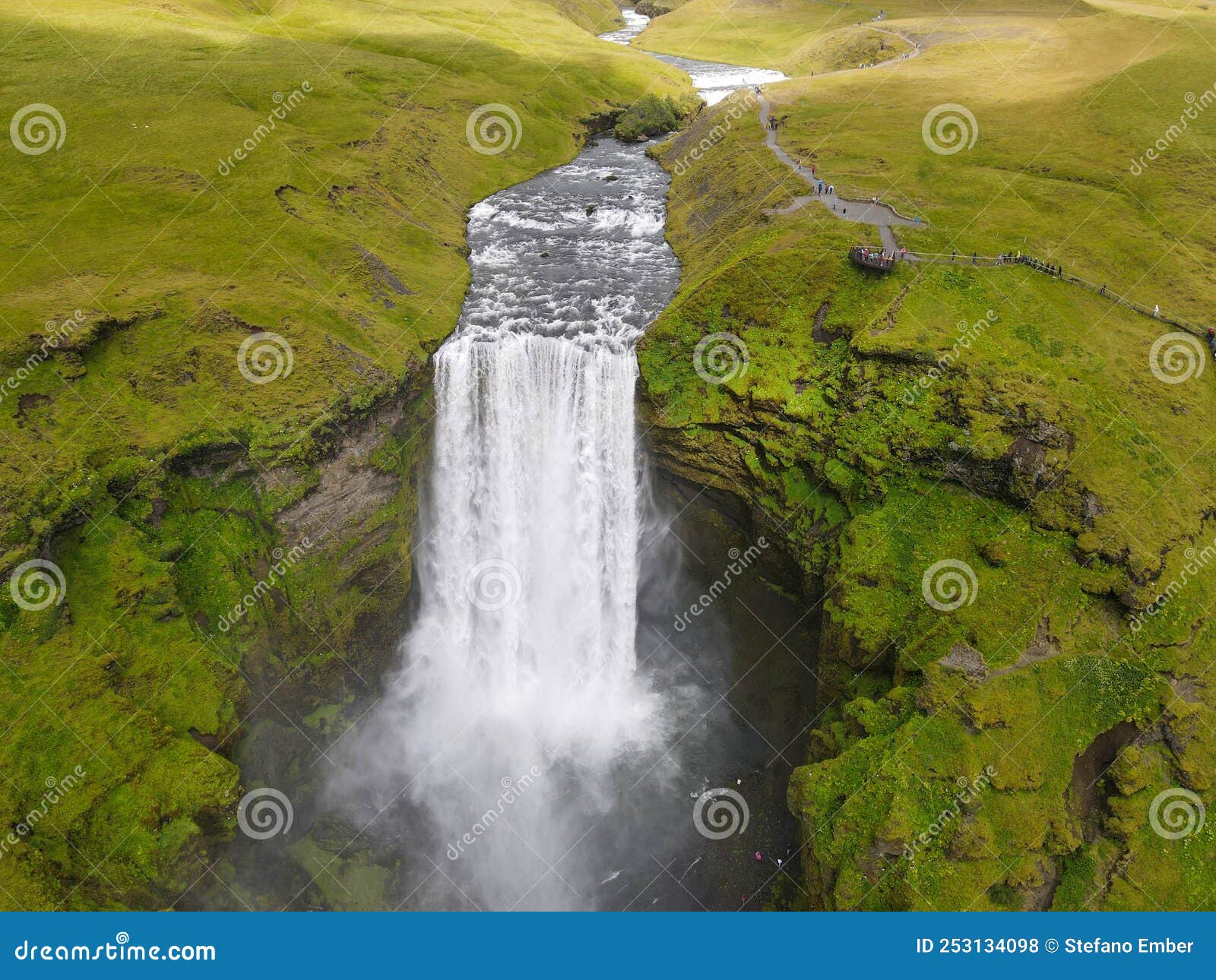 Drone View at Skogafoss Waterfall in Iceland Stock Photo - Image of ...