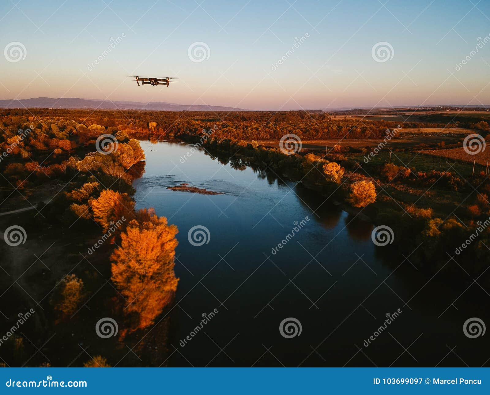 Drone View of Stunning Colorful Autumn Fall Forest at Sunset Stock ...