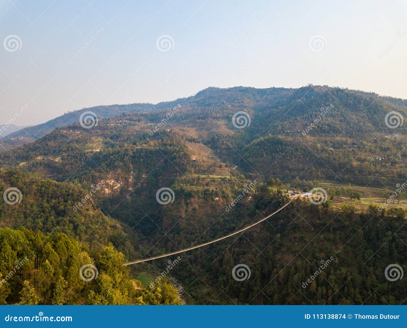 Drone View of Suspension Bridge in Nepal Stock Photo - Image of kusma ...