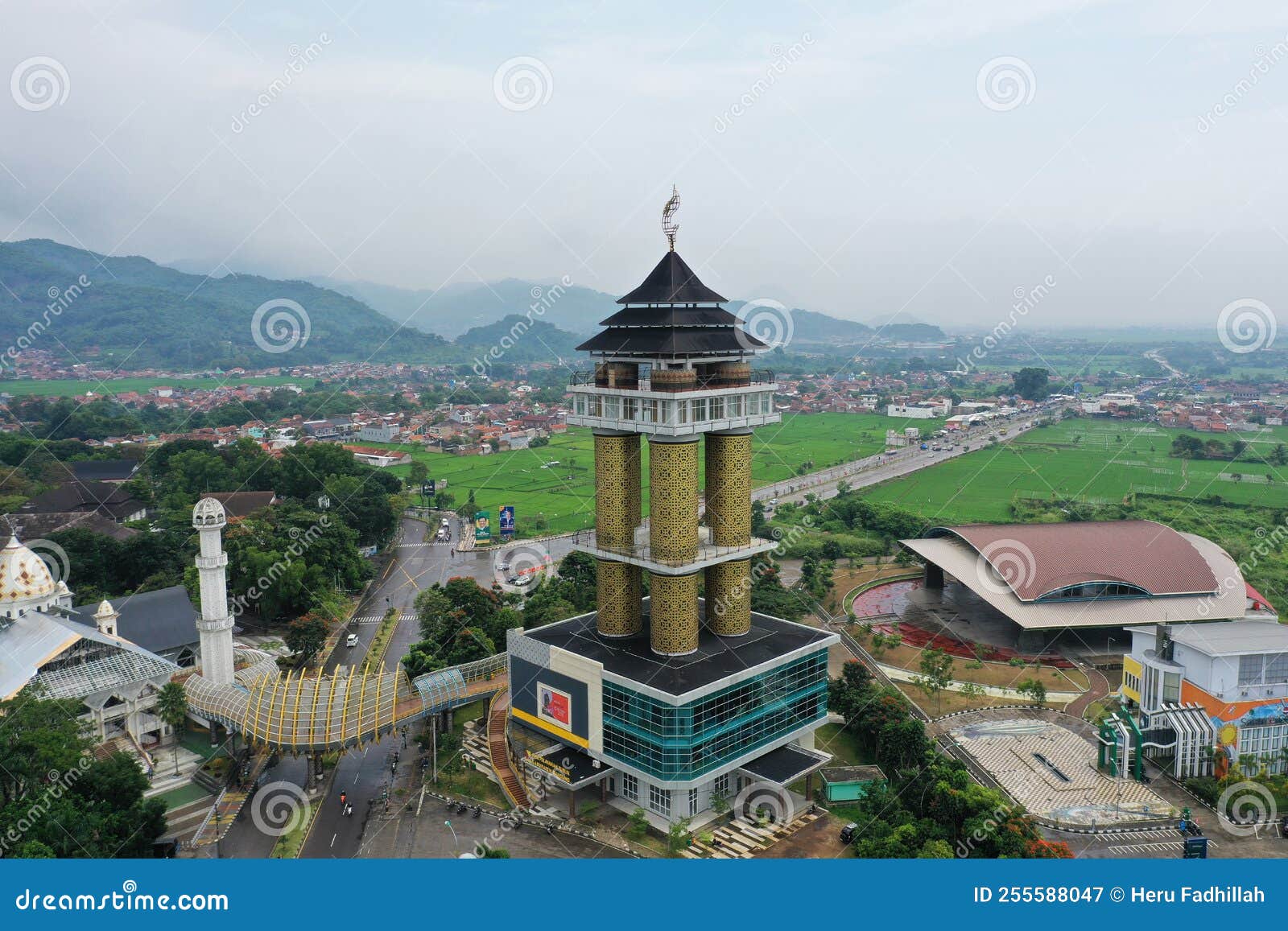 Drone View Tower Sabilungan Bandung, West Java, Indonesia Stock Image ...