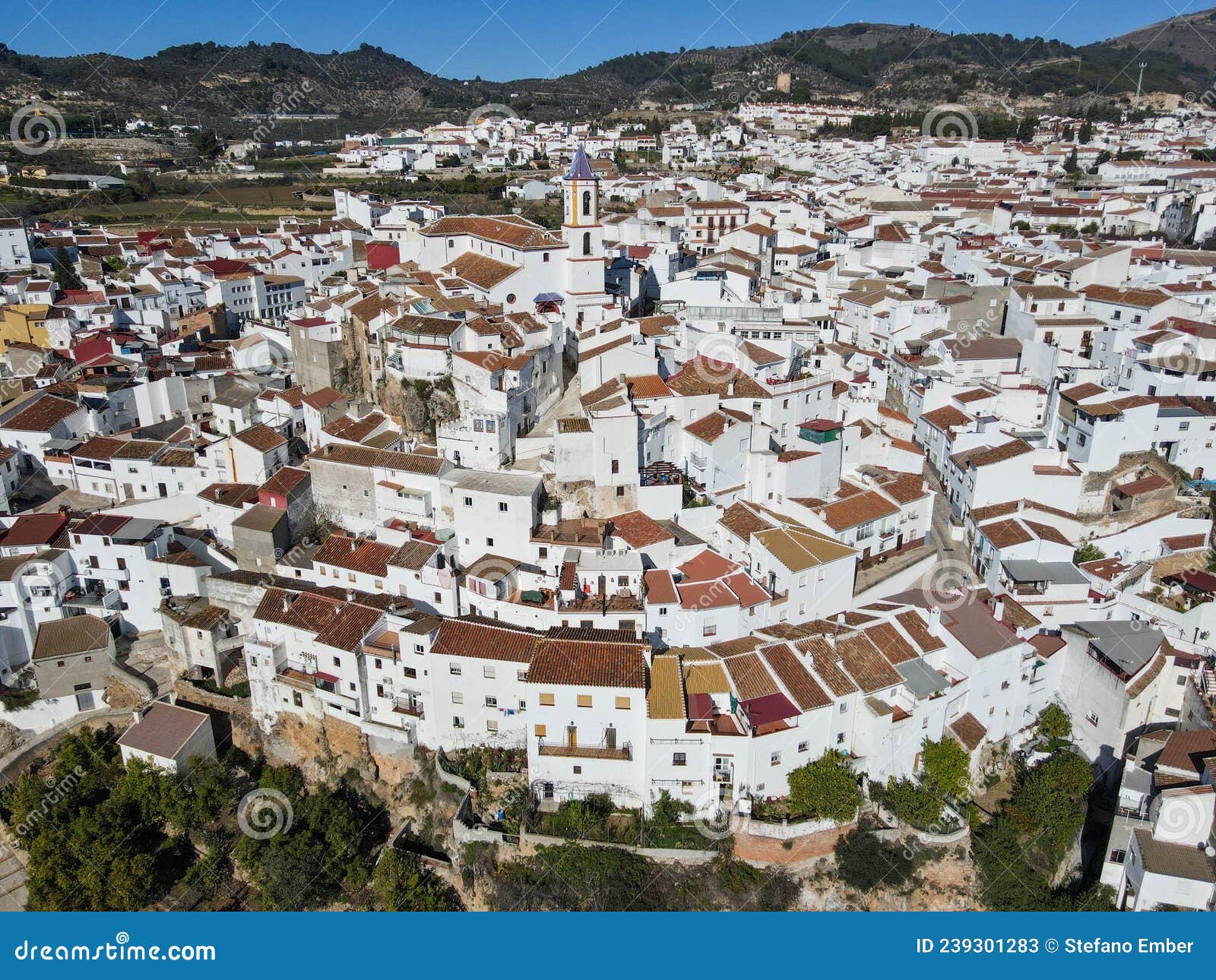 Drone View at the Town of El Burgo on Andalucia on Spain Stock Image ...