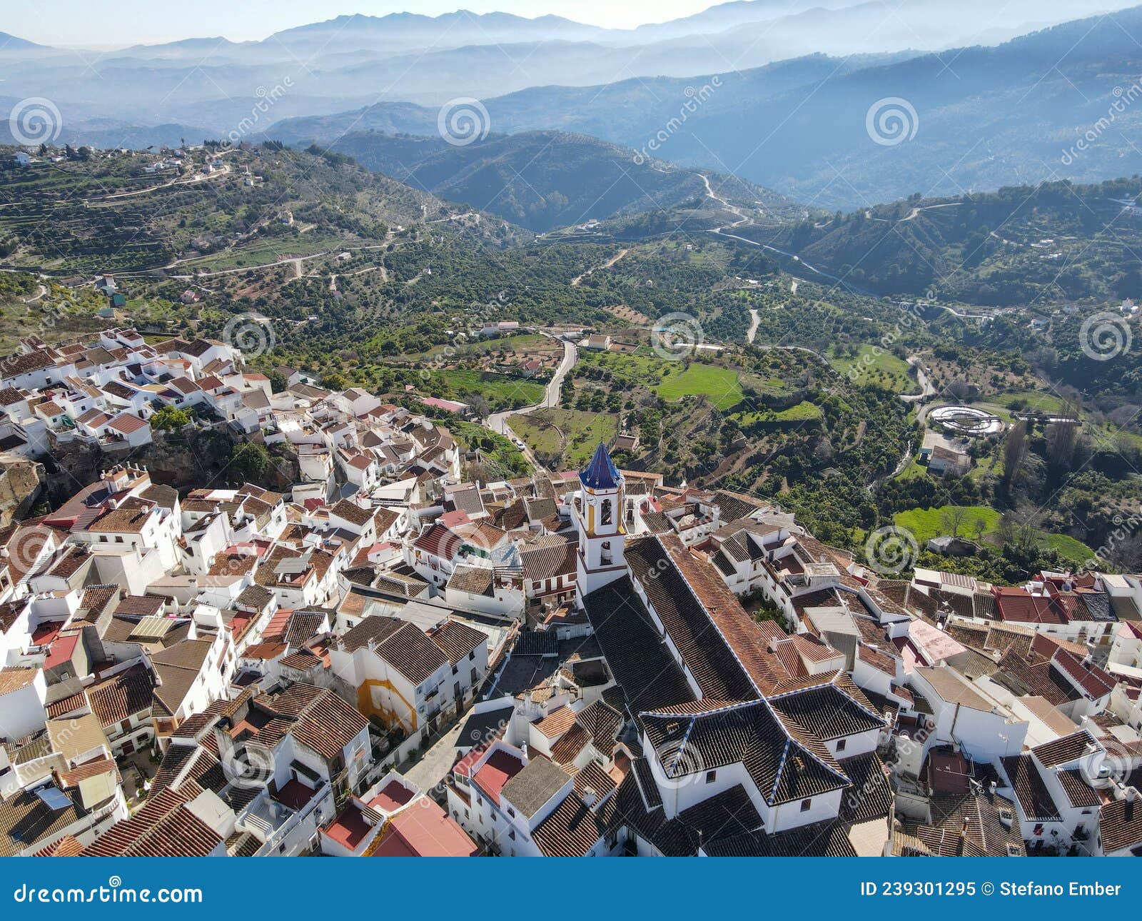 Drone View at the Town of El Burgo on Andalucia on Spain Stock Image ...