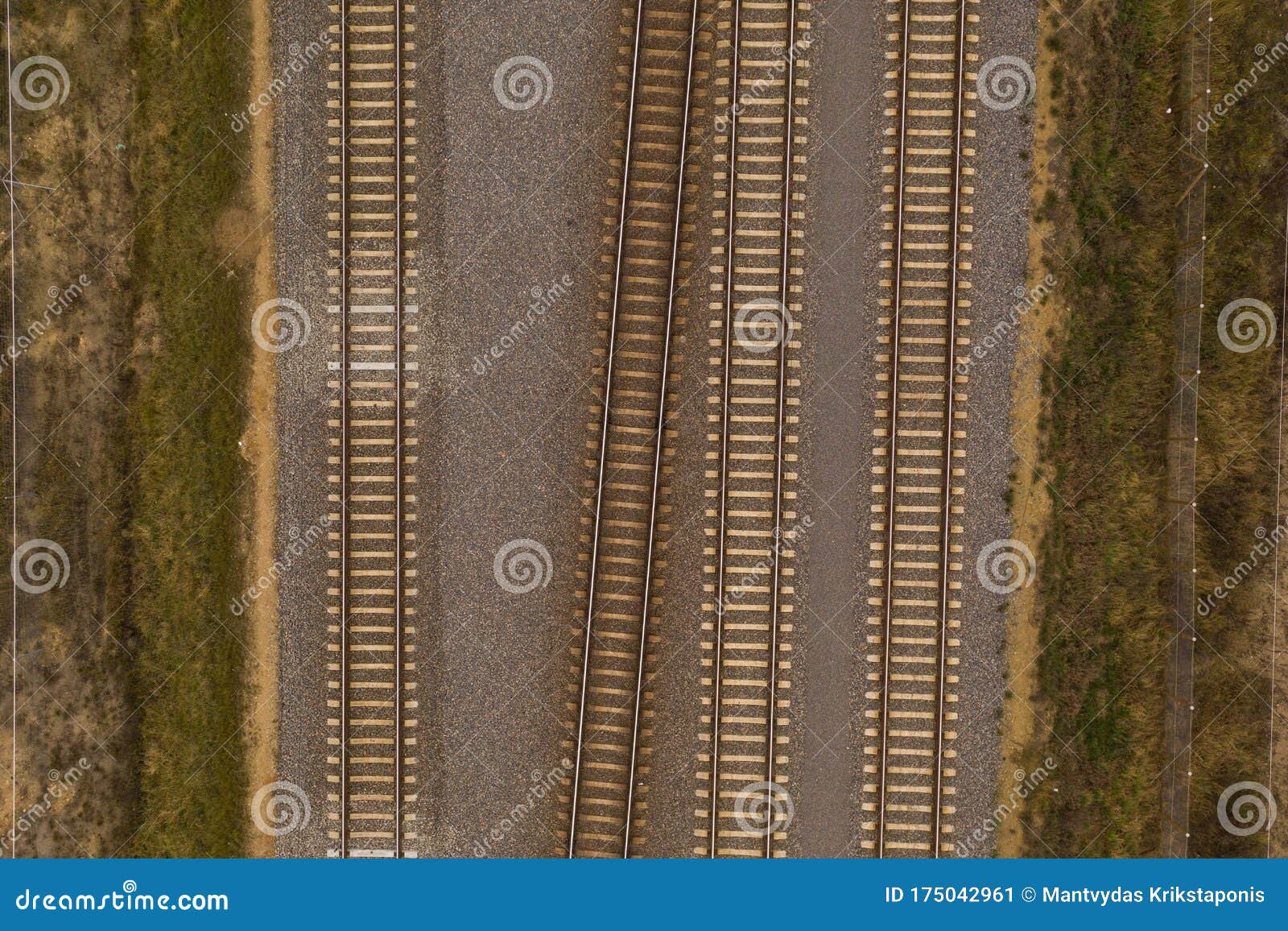 Drone View of Train Track Parallel Each One Stock Image - Image of ...