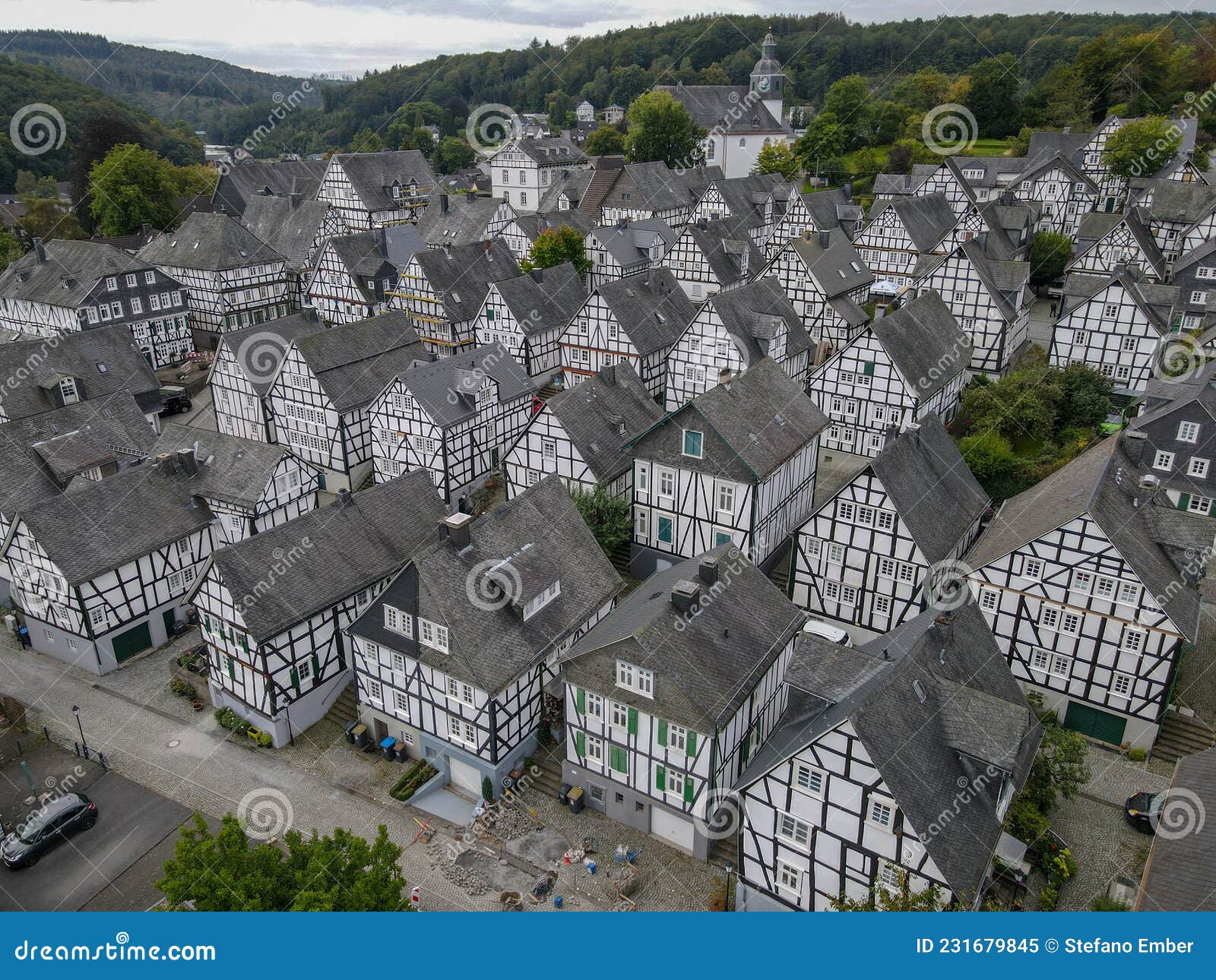Drone View at the Tranditional Village of Freudenburg in Germany Stock ...