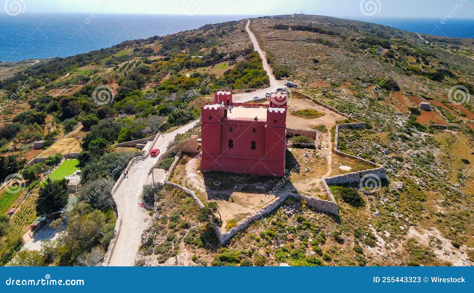 Drone Viewpoint on St Agatha S Red Tower in Malta Stock Image - Image ...