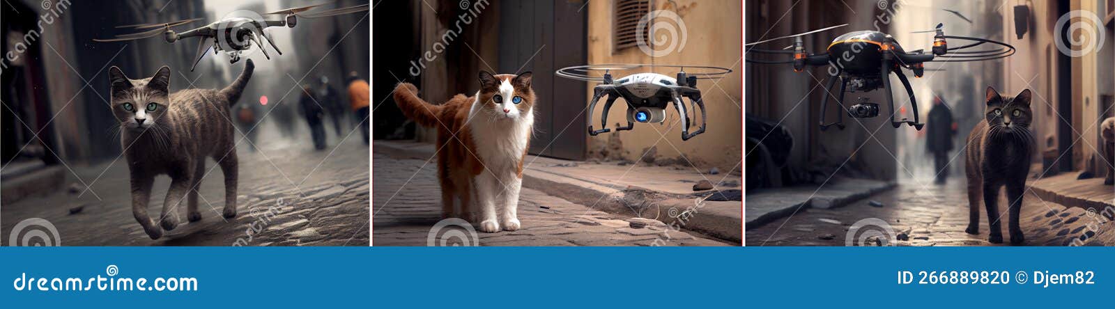 Drone Walking a Cat Created with Generative Ai Stock Illustration ...