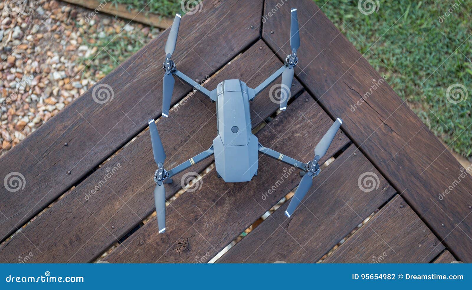 Drone on a Wooden Table View from the Top Stock Photo - Image of forest ...