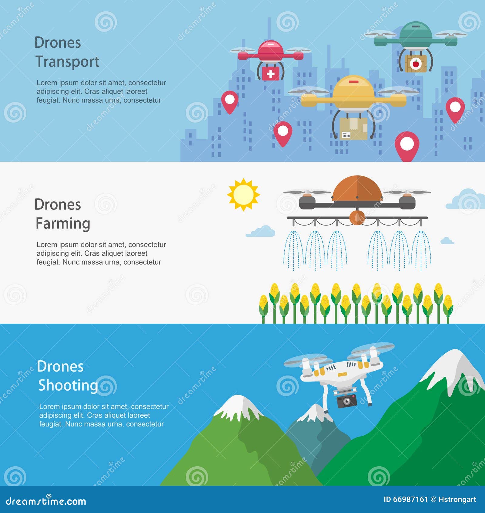 Drones Banners Set Vector Illustration | CartoonDealer.com #60156704