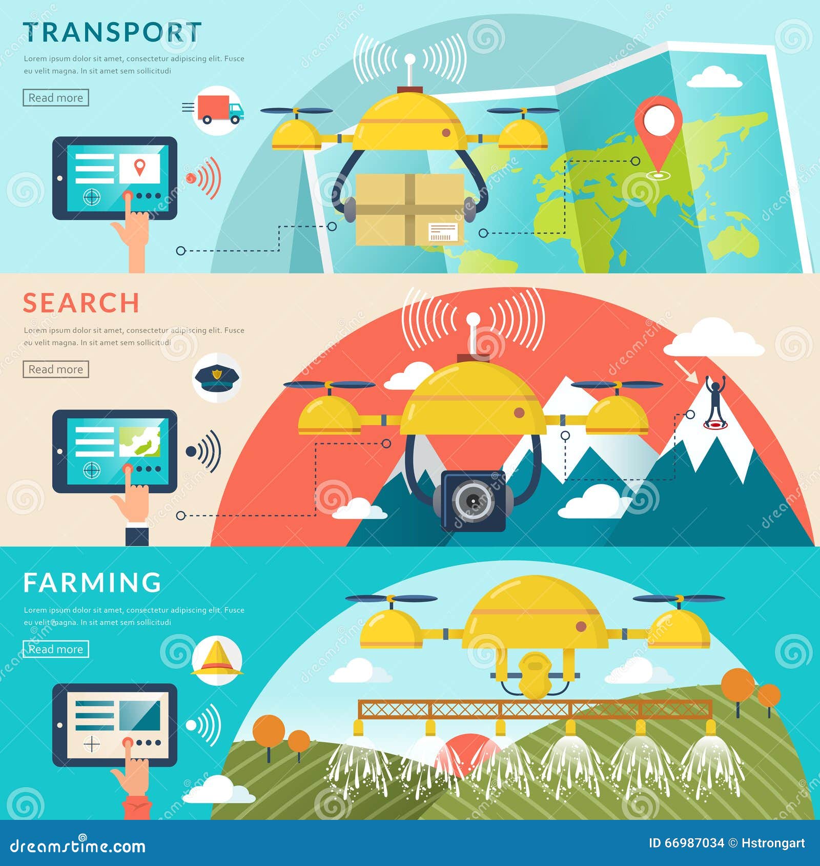 Drones Applications Infographic Chart Layout Cartoon Vector ...