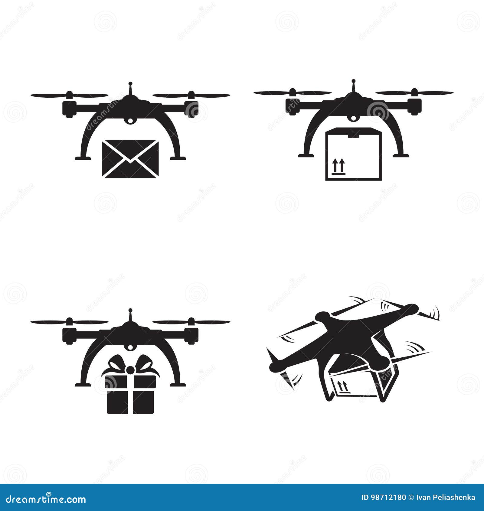 Drones And Delivery Icons Vector Illustration | CartoonDealer.com ...