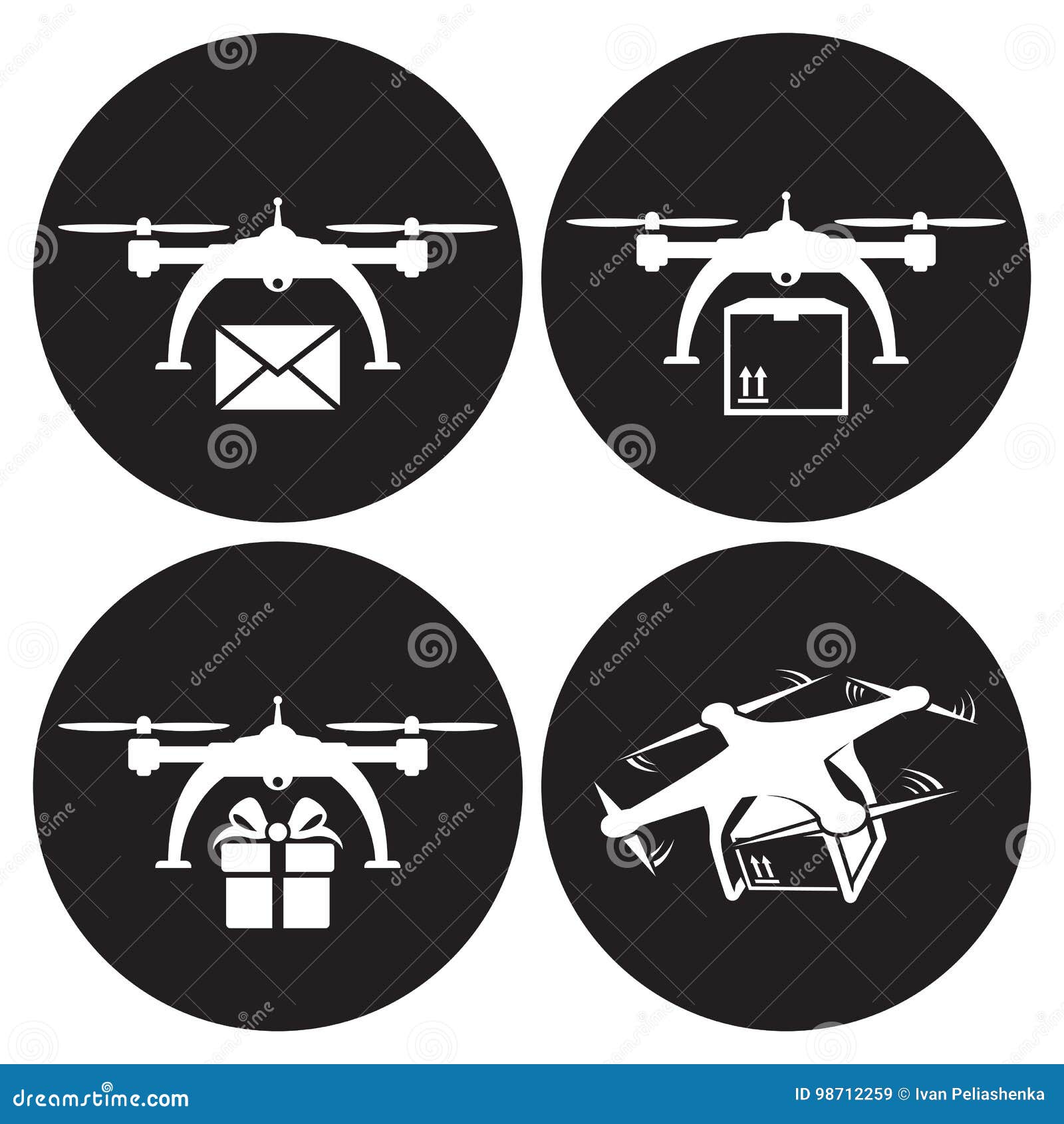 Drones And Delivery Icons Vector Illustration | CartoonDealer.com ...