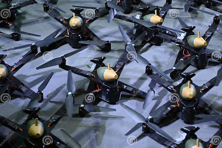 Drones Equipped with 60mm Mortar Mines Stock Photo - Image of glass ...