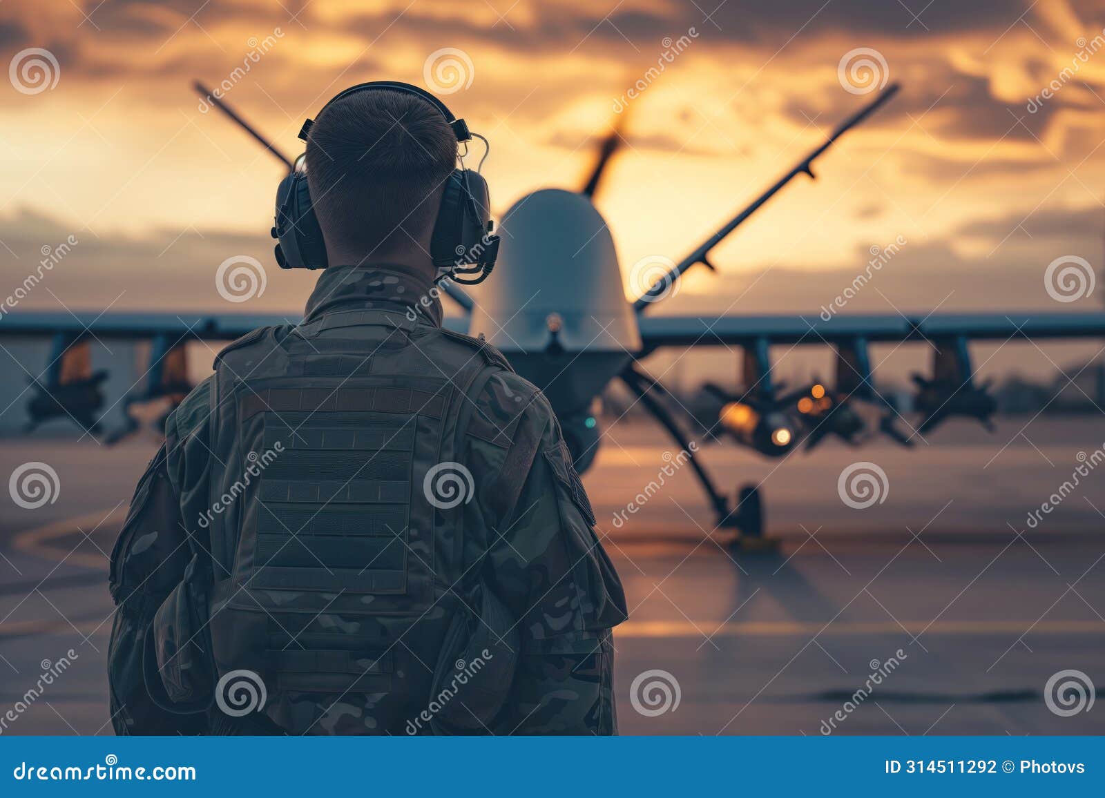 Military Operator Working On Laptop In Uniform Vector Illustration ...